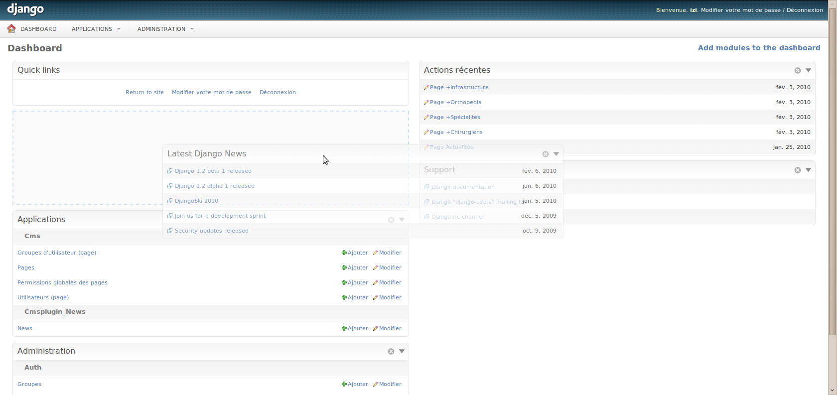 Github Django Admin Toolsdjango Admin Tools Extends The Django Admin To Include A Extensible